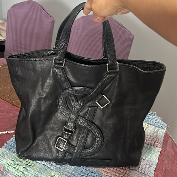 Yves Saint Laurent | Bags | Authentic Rare Ysl Black Leather Tote ...